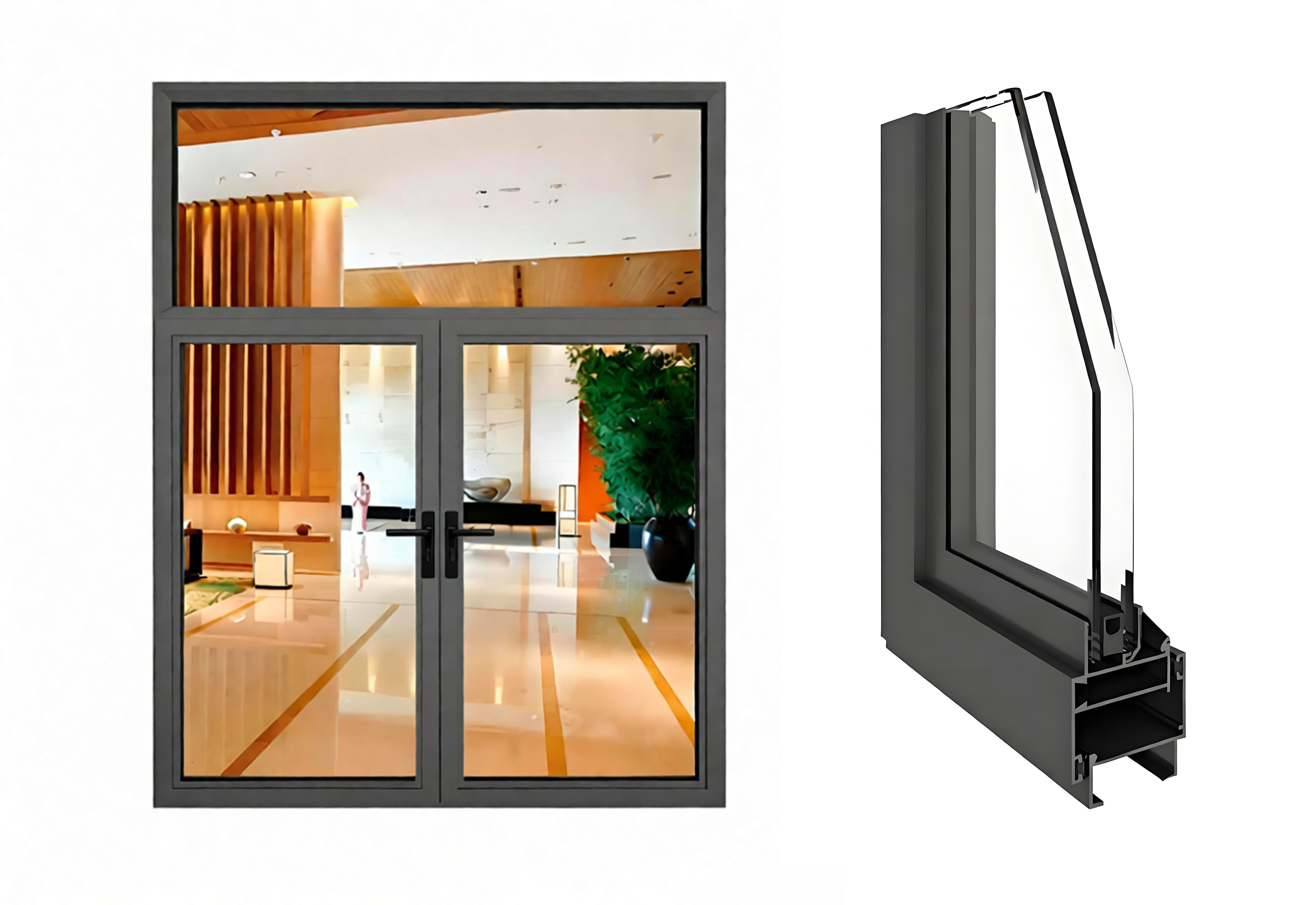GC38 Series Black Casement Windows 1.2m-1.4mm Profile Aluminum Casement ...