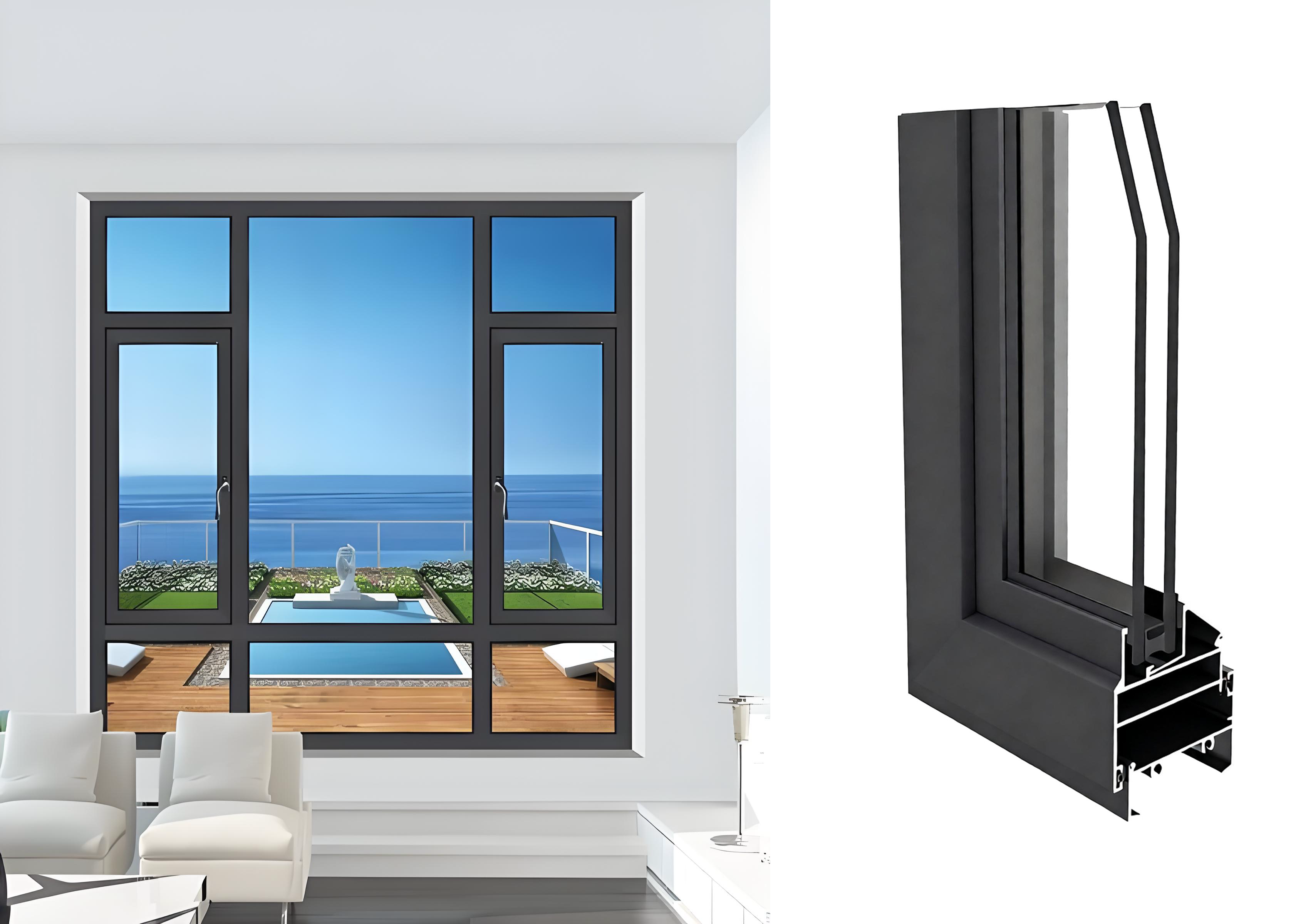 50 Series Aluminum Casement Window for High Insulation