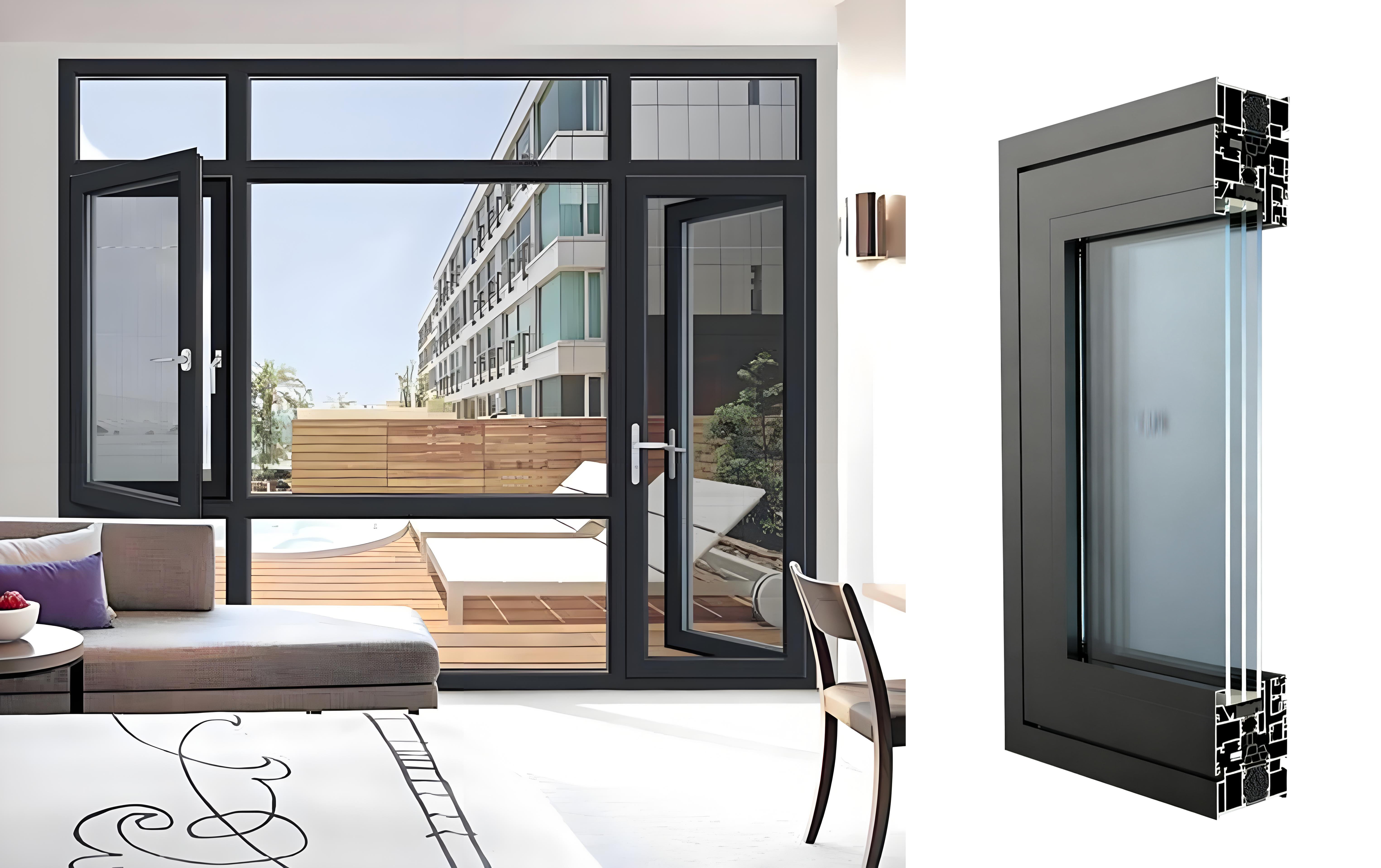 GYG65 Soundproof Window 1.2mm-2.0mm Aluminum Frame Casement Windows