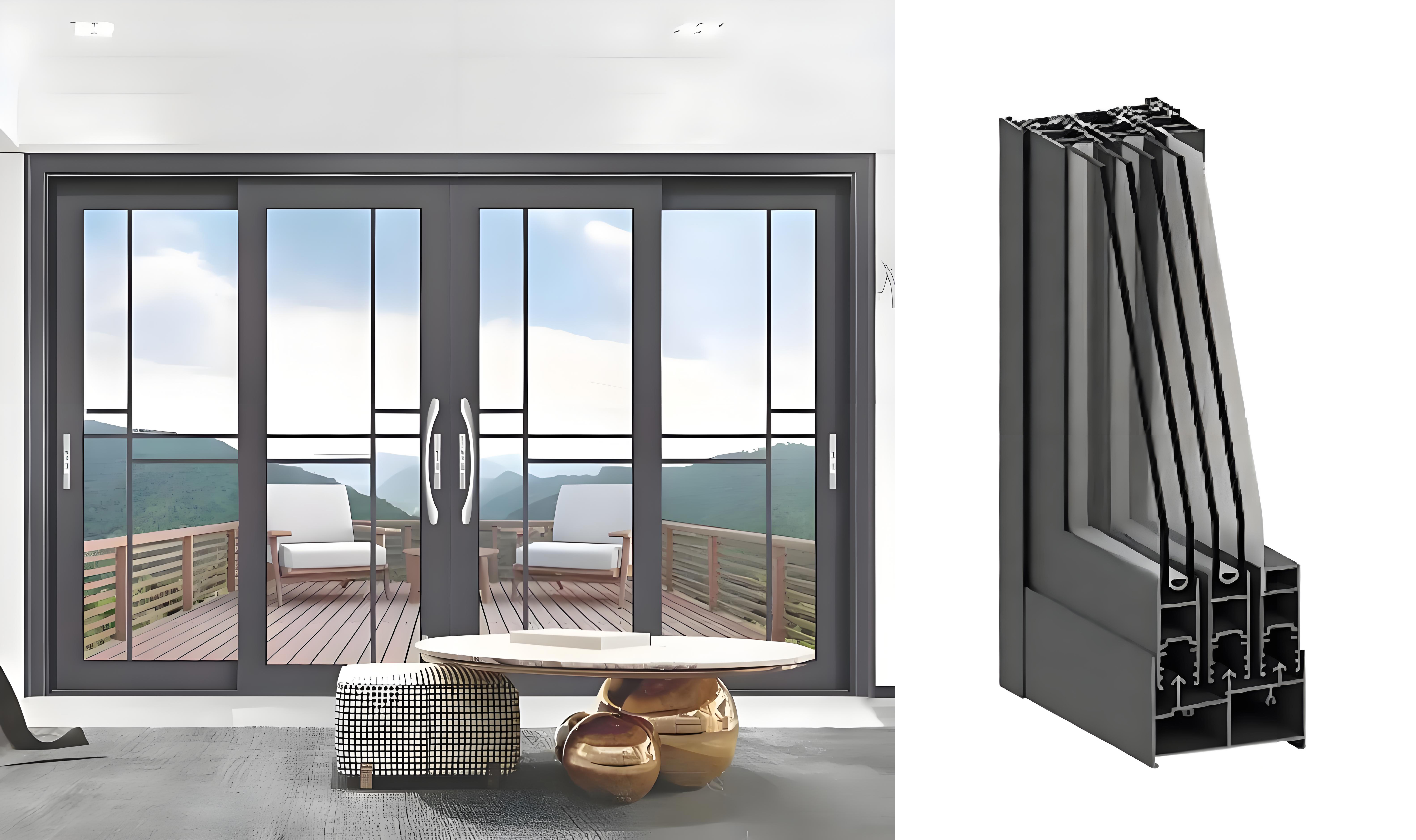 JZ96 Aluminum Sliding Door with High Wind Resistance
